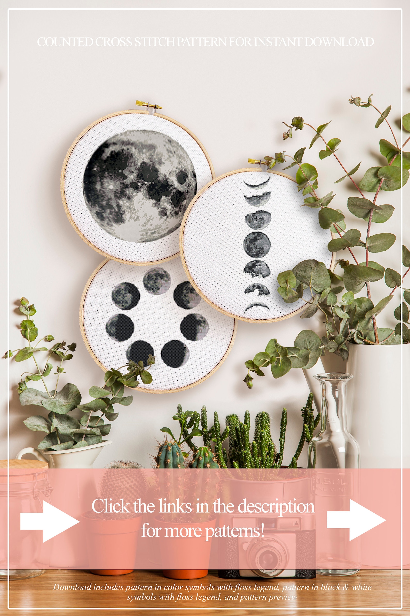 Moon Cross Stitch Pattern PDF Space Cross Stitch Pattern PDF - Etsy