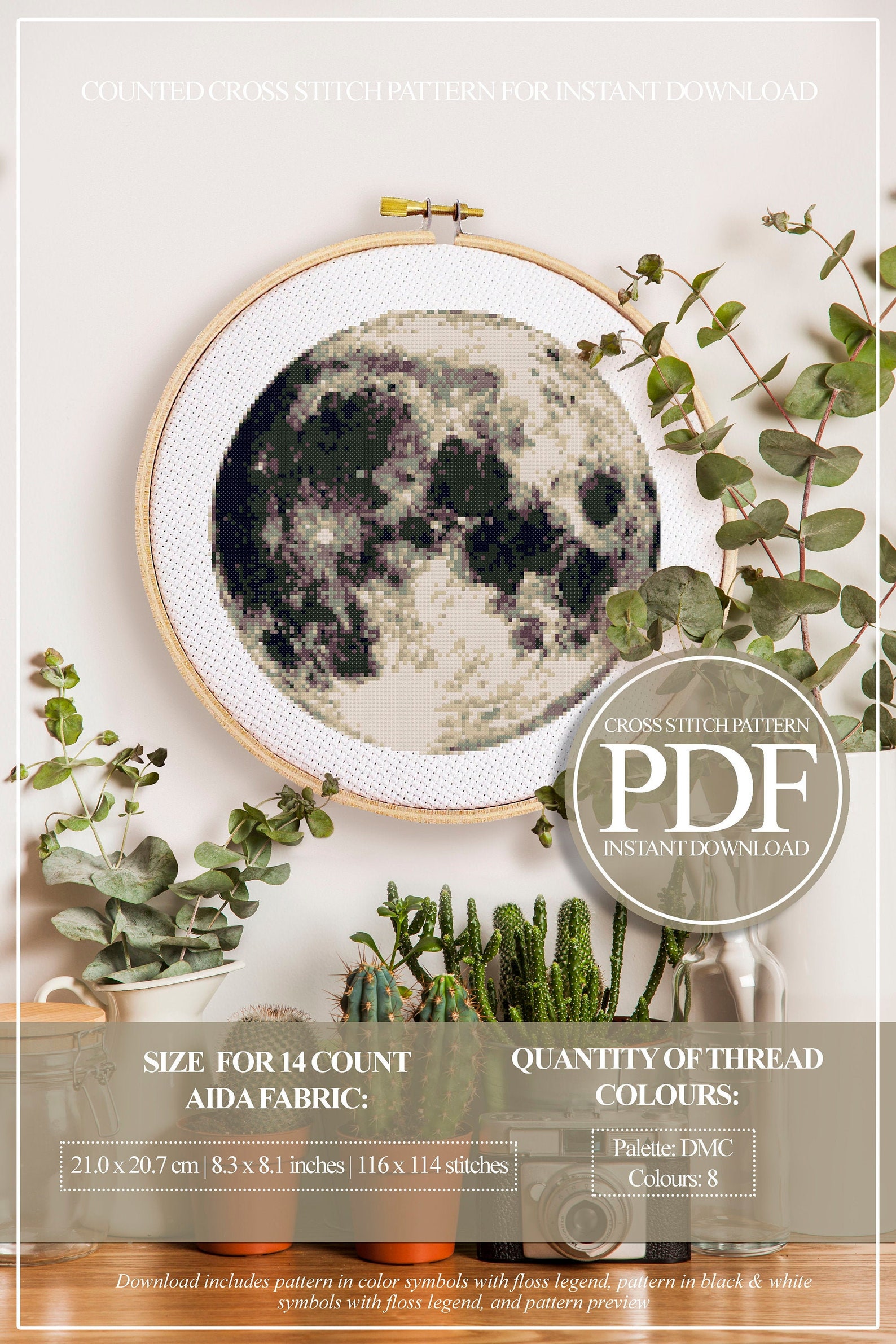 Moon Cross Stitch Pattern PDF Space Cross Stitch Pattern PDF - Etsy