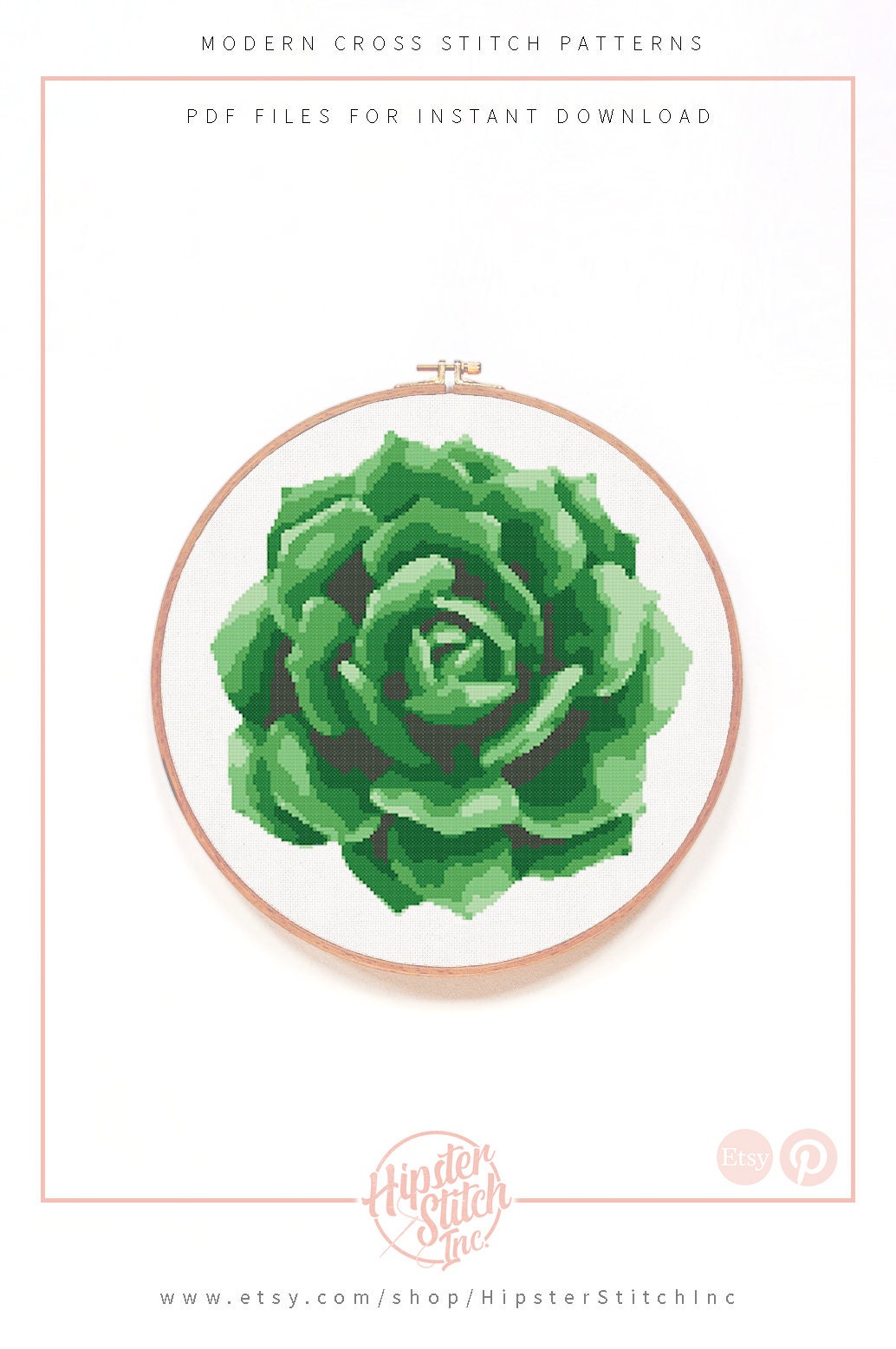 Succulent Cross Stitch Pattern, Modern Botanical Design (PDF) - Etsy