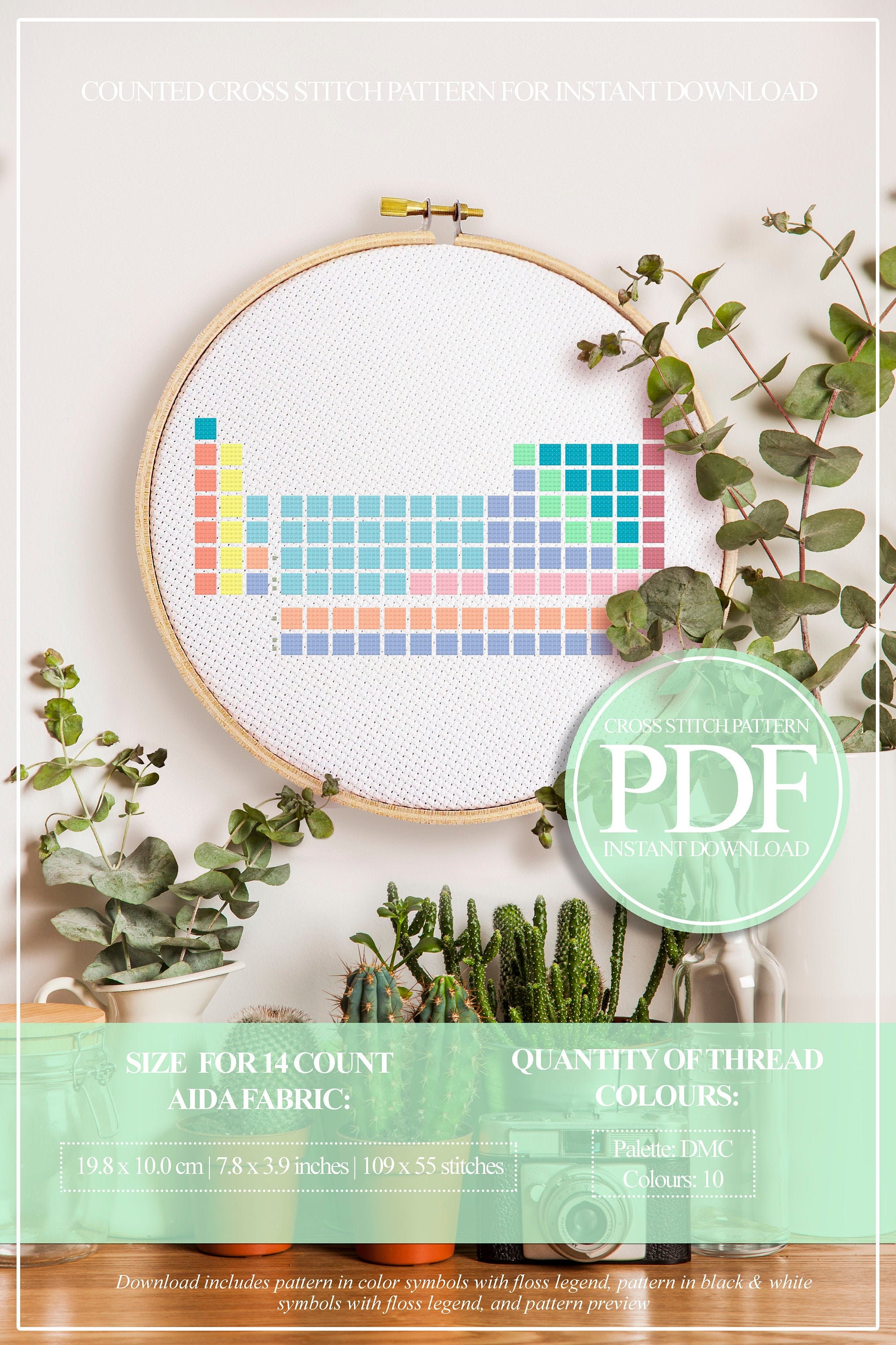 Periodic Table Cross Stitch Pattern, Science Cross Stitch Pattern PDF ...