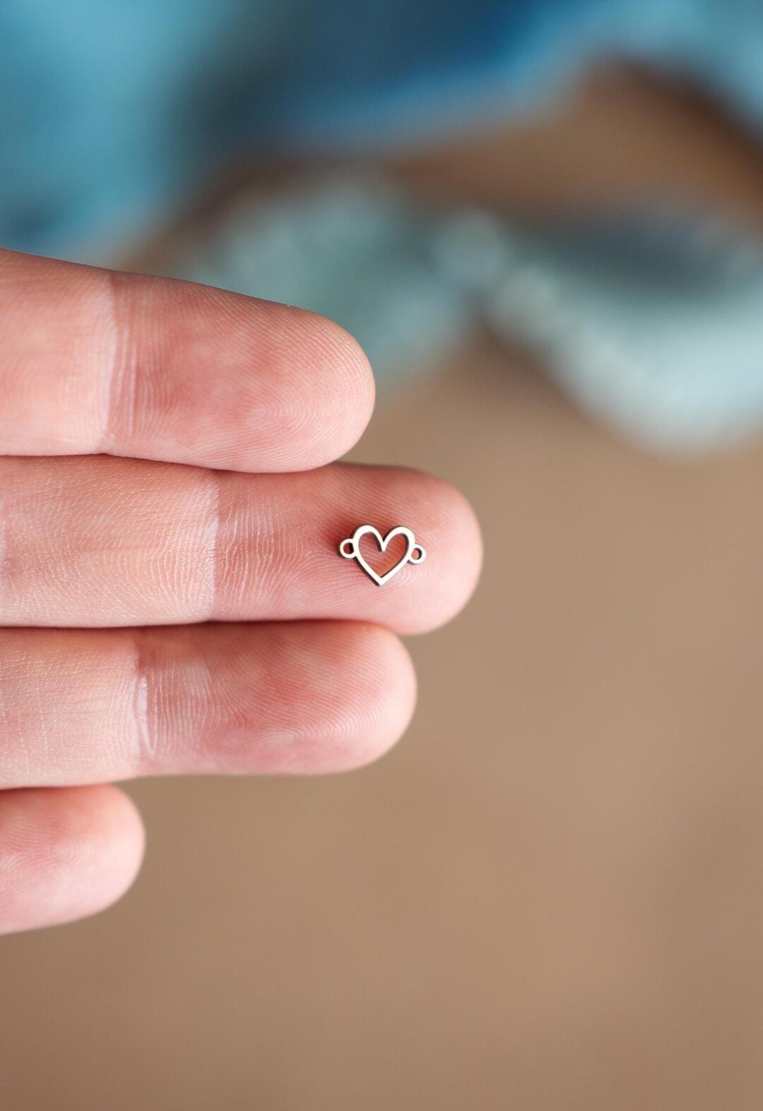 Sterling Silver Heart Connector | Permanent Jewelry Charm | 20 Gauge ...