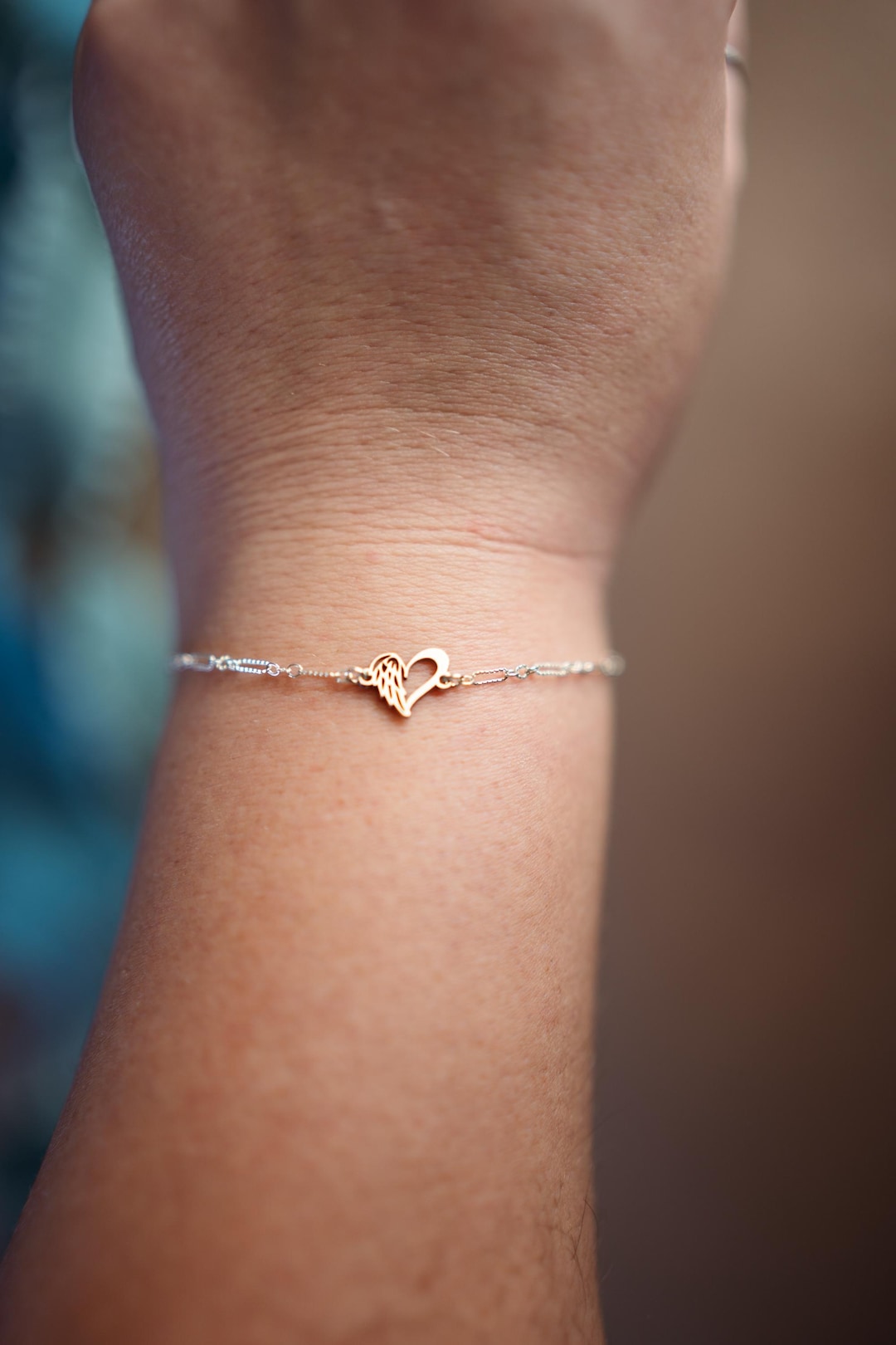 Sterling Silver Memorial Heart & Wing Connector | Permanent Jewelry ...