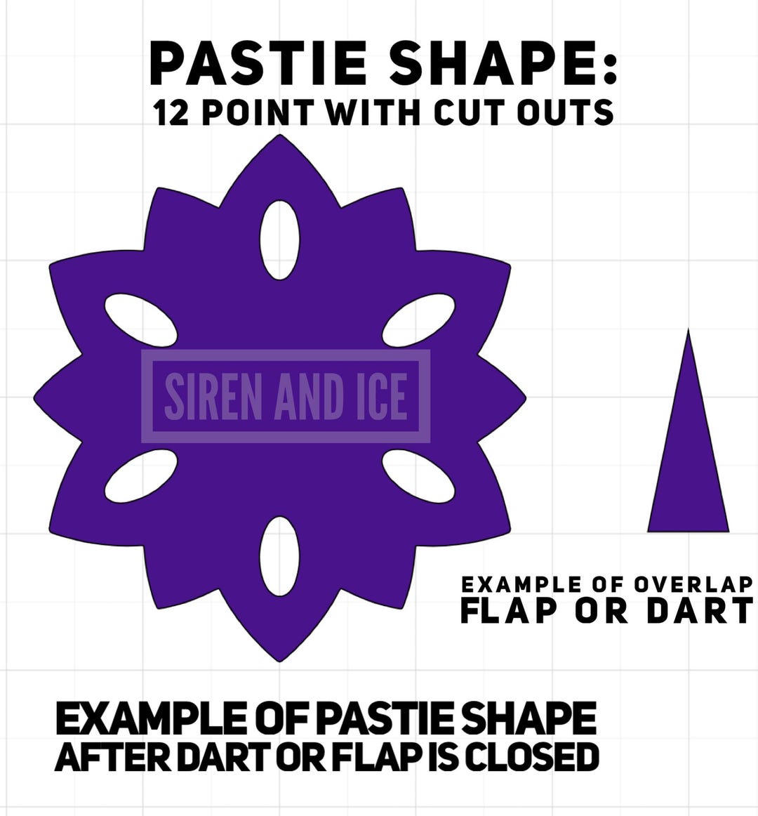 12 Point Cut-out Pastie SVG/JPEG Cut File (design 1) WITH Fold Over ...