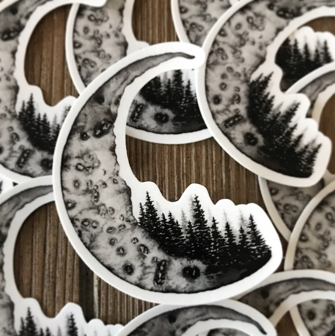 Moon Sticker, Moon Gifts, Pretty Laptop Sticker, Water Bottle Sticker ...