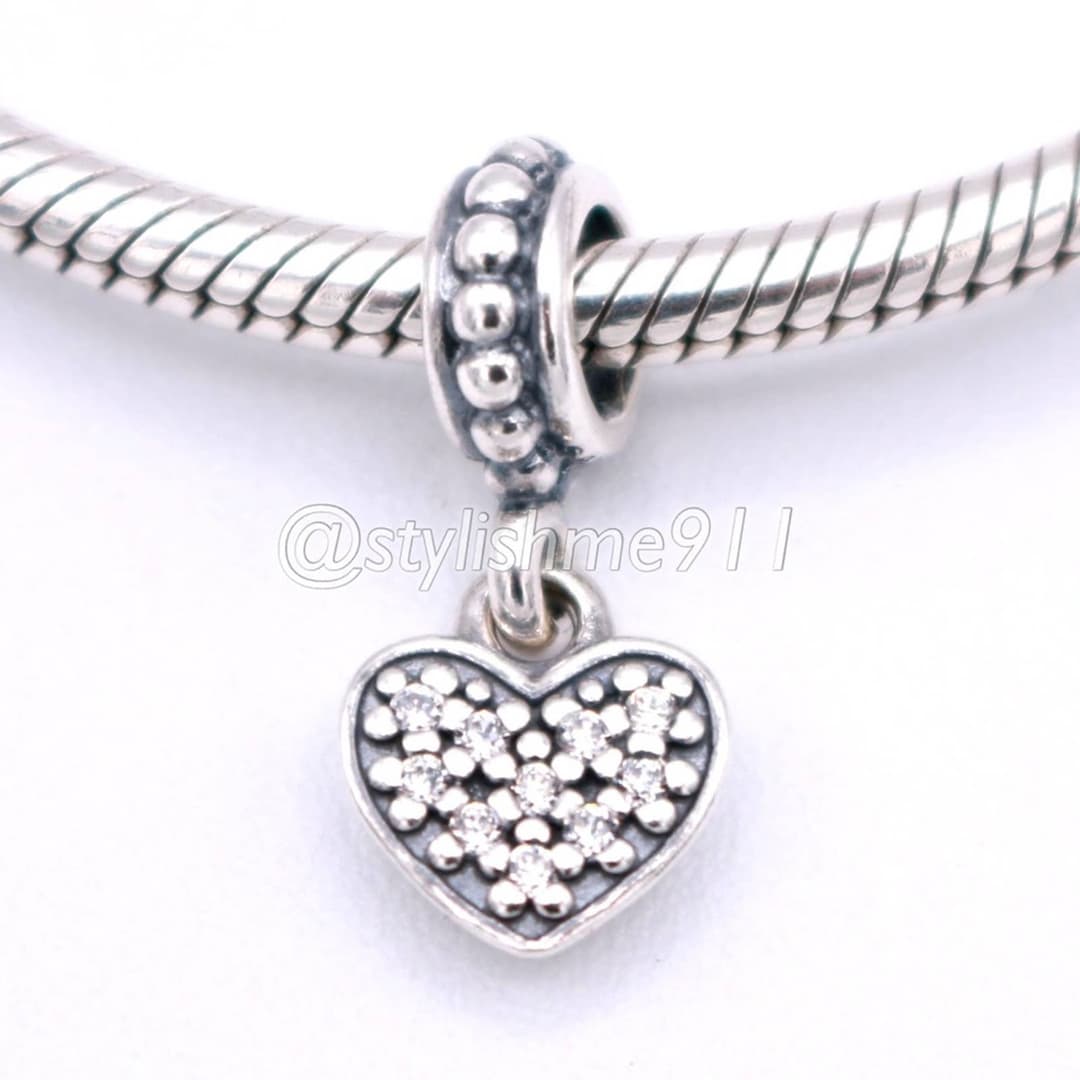 Authentic PANDORA Pave Heart Dangle With Clear CZ - Etsy