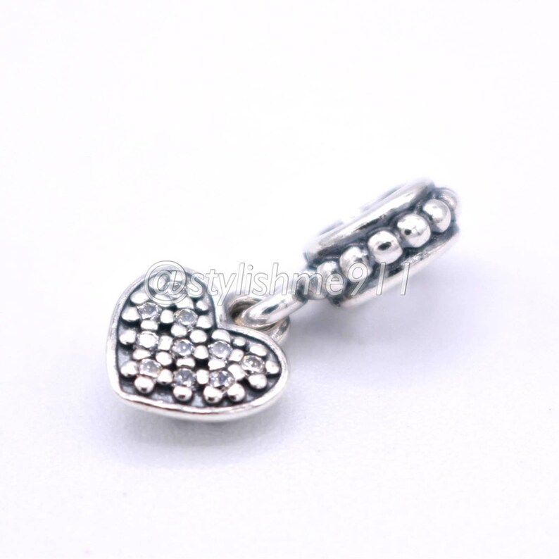 Authentic PANDORA Pave Heart Dangle With Clear CZ - Etsy
