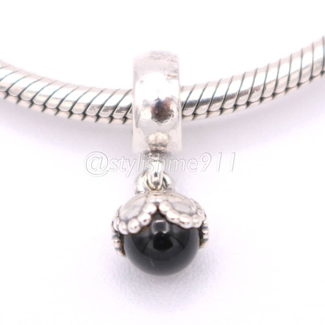 Authentic PANDORA Black Onyx Ball Drop Pendant Dangle - Etsy