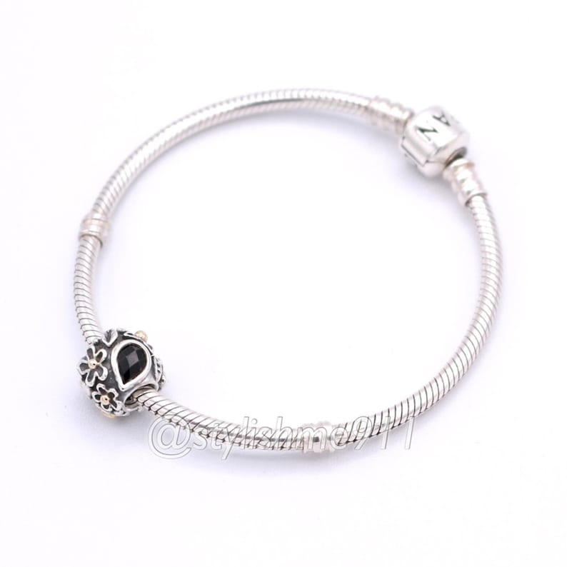 Authentic Pandora Dew Drops on Flowers With Faceted Onyx Charm 790540O ...