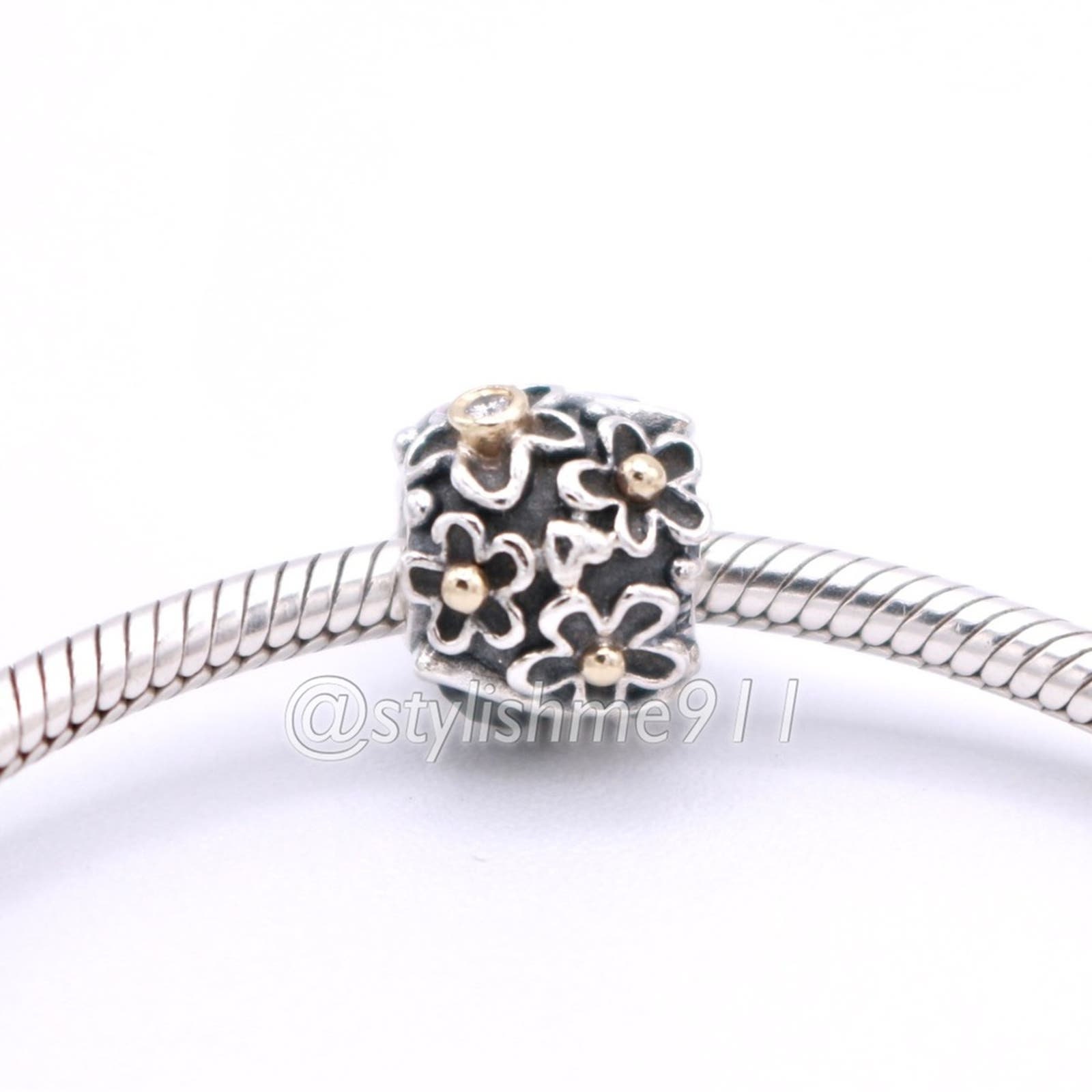 Authentic Pandora Dew Drops on Flowers With Faceted Onyx Charm 790540O ...