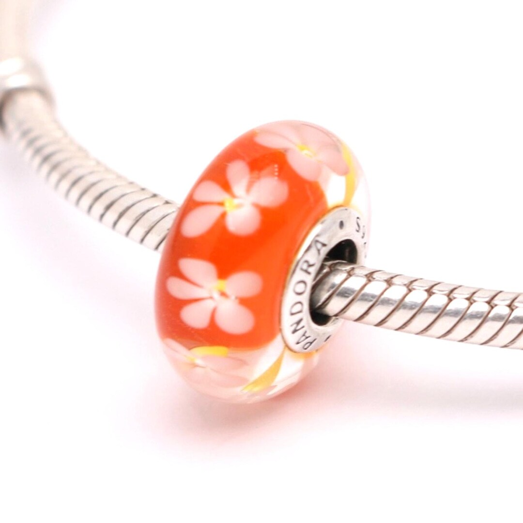 Authentic PANDORA Tropical Flower Orange Murano Glass Charm - 791624 - Etsy