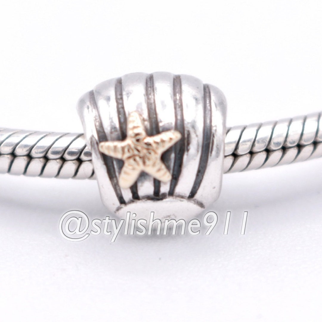 Authentic PANDORA Sea Shell Charm With 14K Gold - 790249 - Etsy