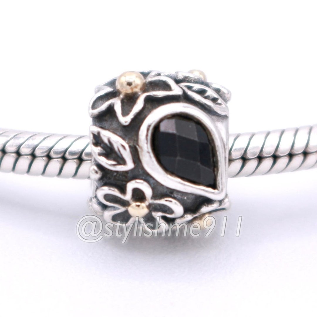 Authentic Pandora Dew Drops on Flowers With Faceted Onyx Charm - 790540O - Etsy