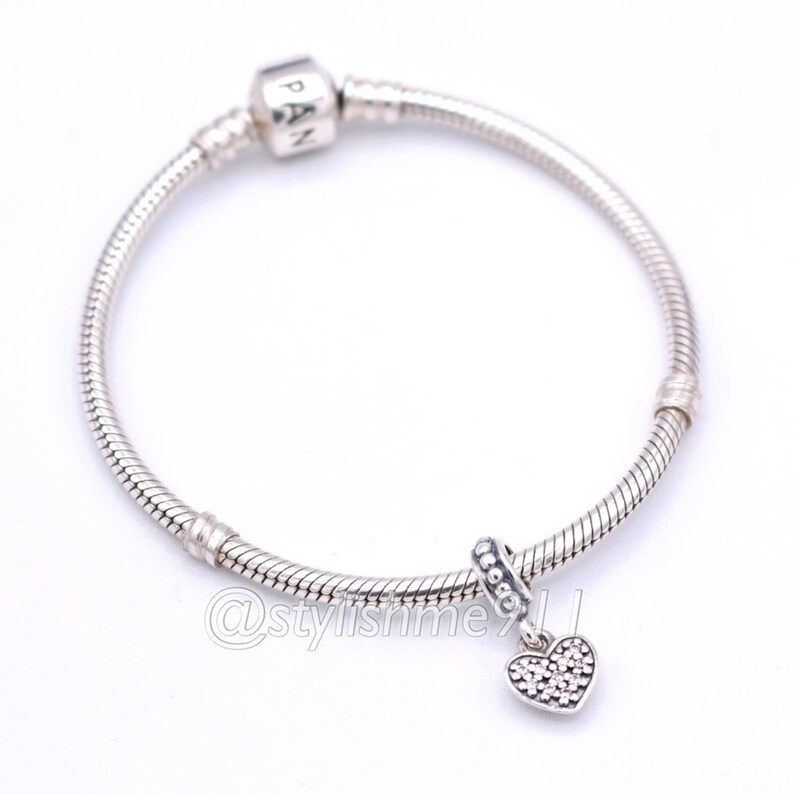 Authentic PANDORA Pave Heart Dangle With Clear CZ - Etsy
