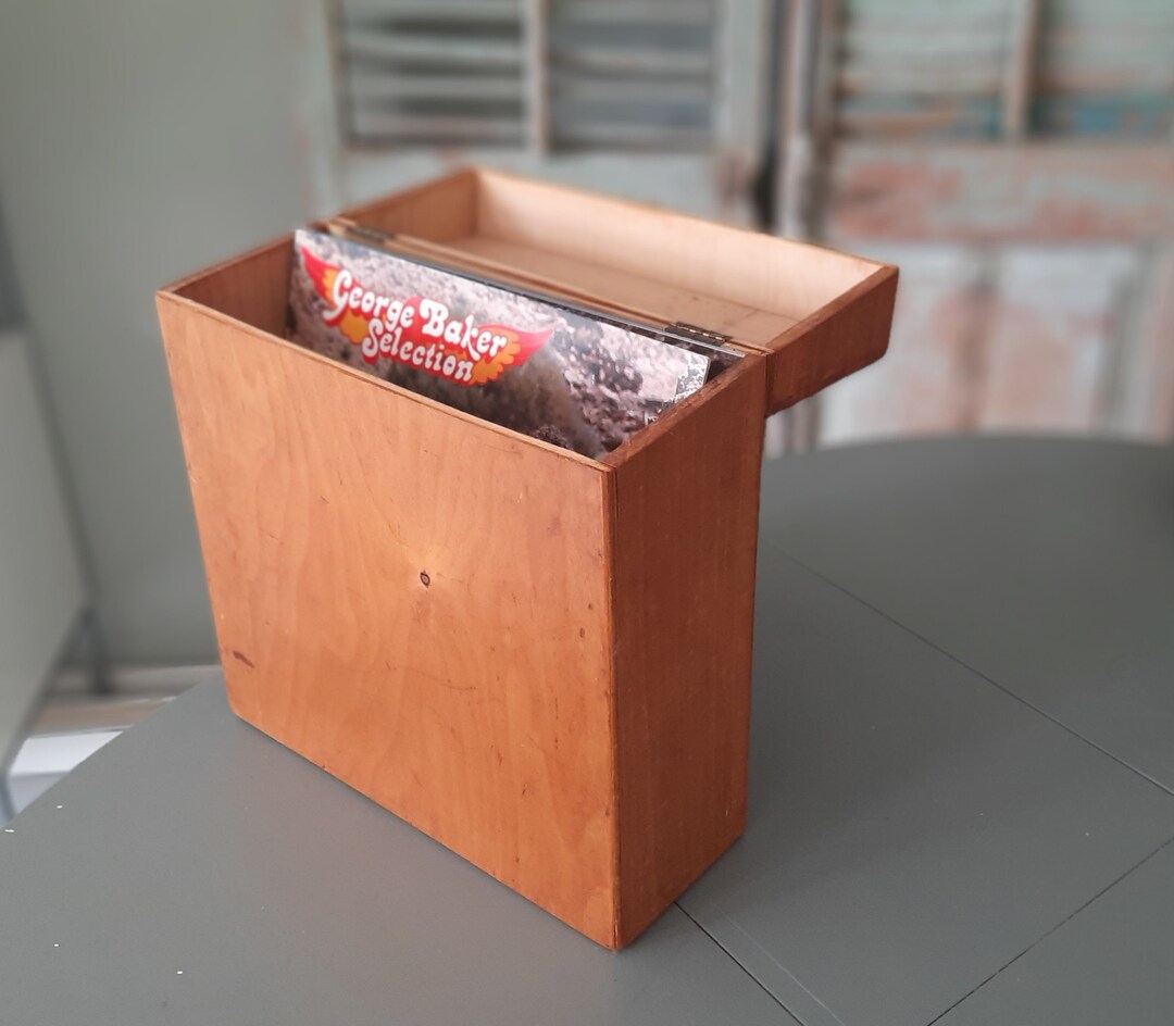 Vintage Wooden Vinyl Record Holder Box With Lid Rounded - Etsy
