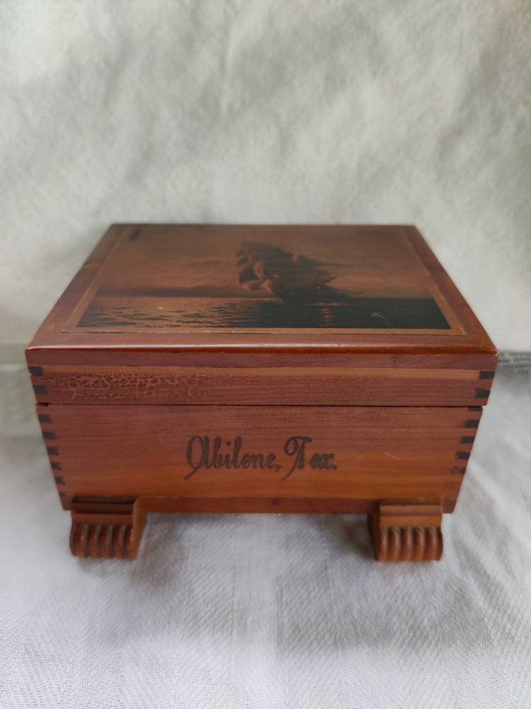 Vintage Cedar Souvenir Box,box From Abilene Texas,dovetailed Cedar Box ...