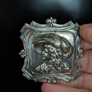 Pressed Metal Pin, Charming Regency Style Lady Brooch, Detailed Metal ...