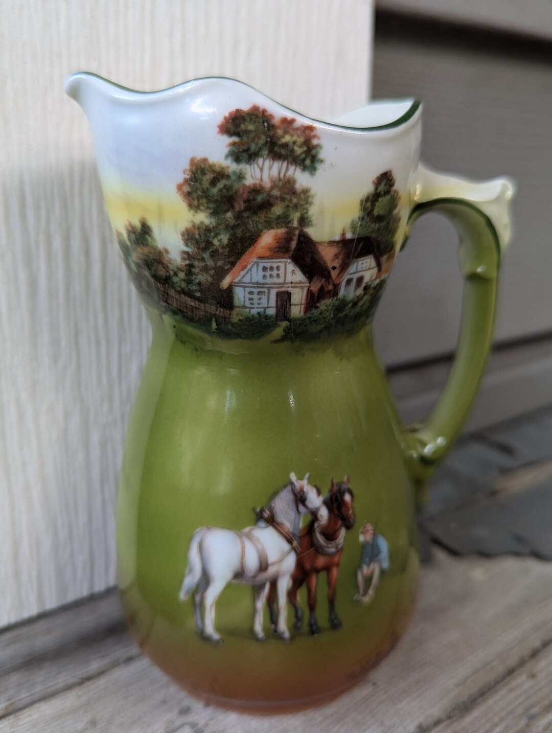 Antique Royal Bayreuth Bavaria, Small Pitcher Creamer,rural Scene ...