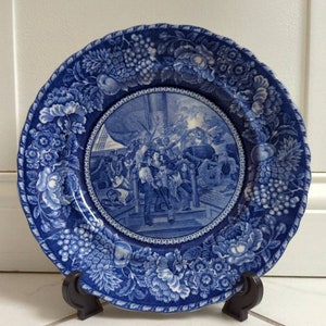 Flow Blue Plate,collectible Antique Staffordshire Plate, Death of Capt ...