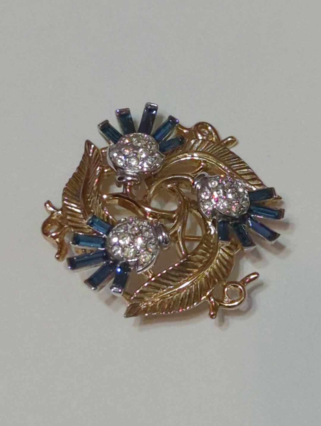 Vintage Crown Trifari Pin, Trifari Sapphire Thistle Brooch,trifari ...