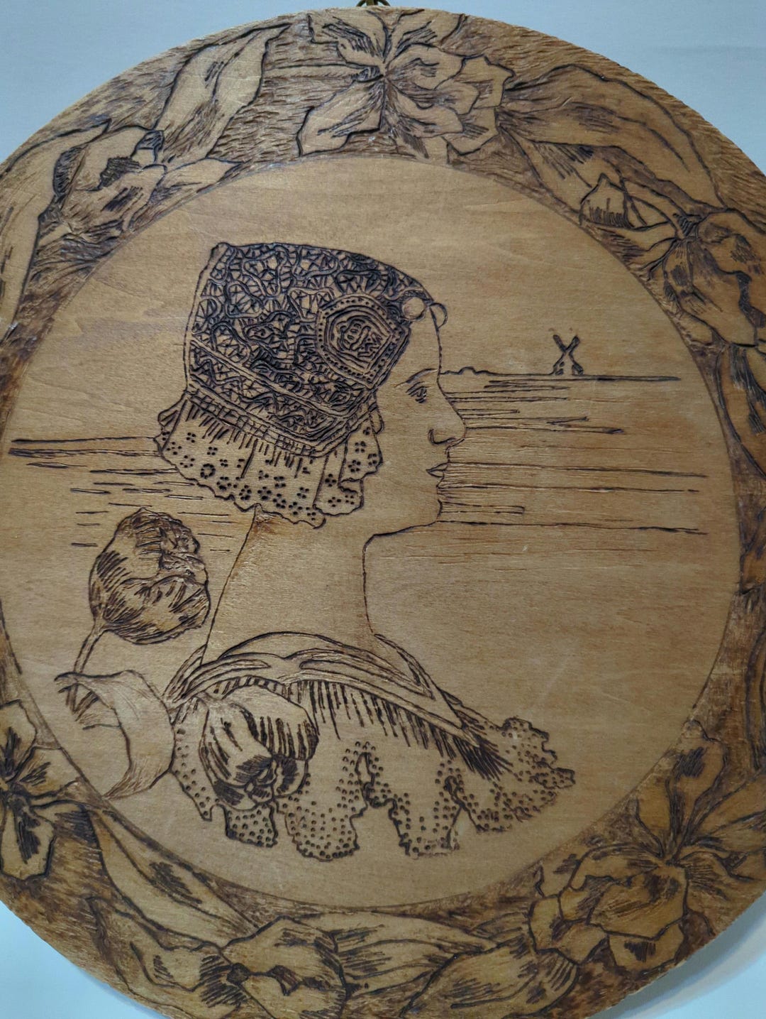 Wooden Dutch Wall Art, Pyrographic Art, Wood Burning Plaque,dutch Scene ...