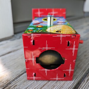 Vintage LBZ Bank,tin Birdhouse Bank,1950 German Bank,red Tin Mechanical ...