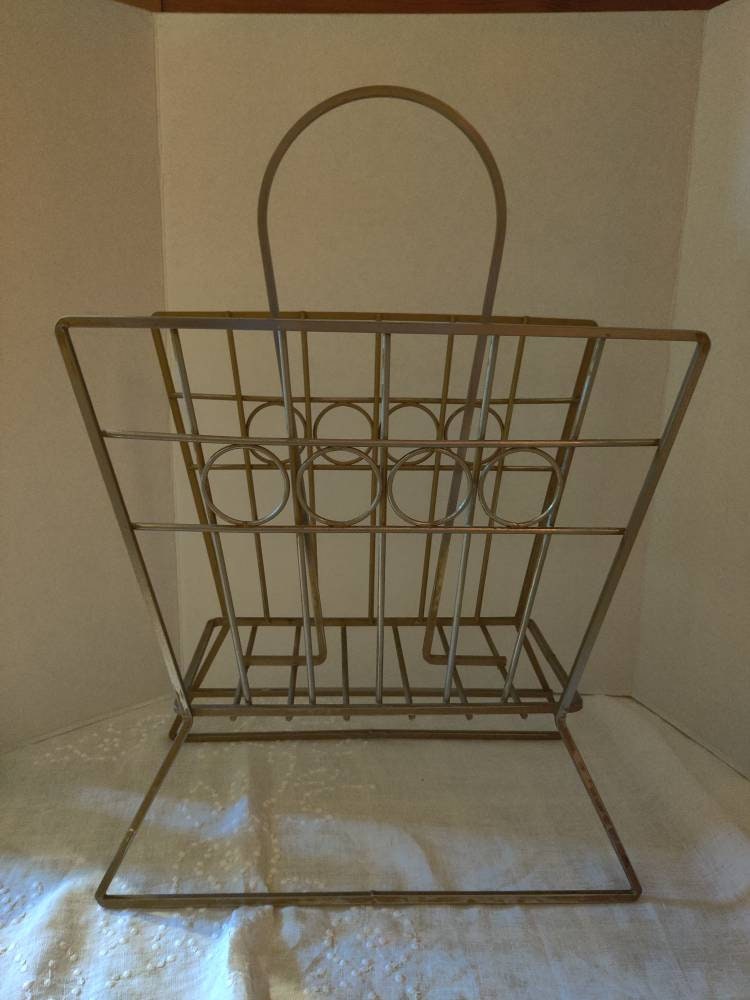 Mid Century Steel Magazine Rack Vintage Welded Atomic | Etsy