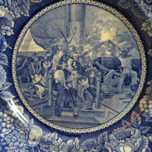 Flow Blue Plate,collectible Antique Staffordshire Plate, Death of Capt ...