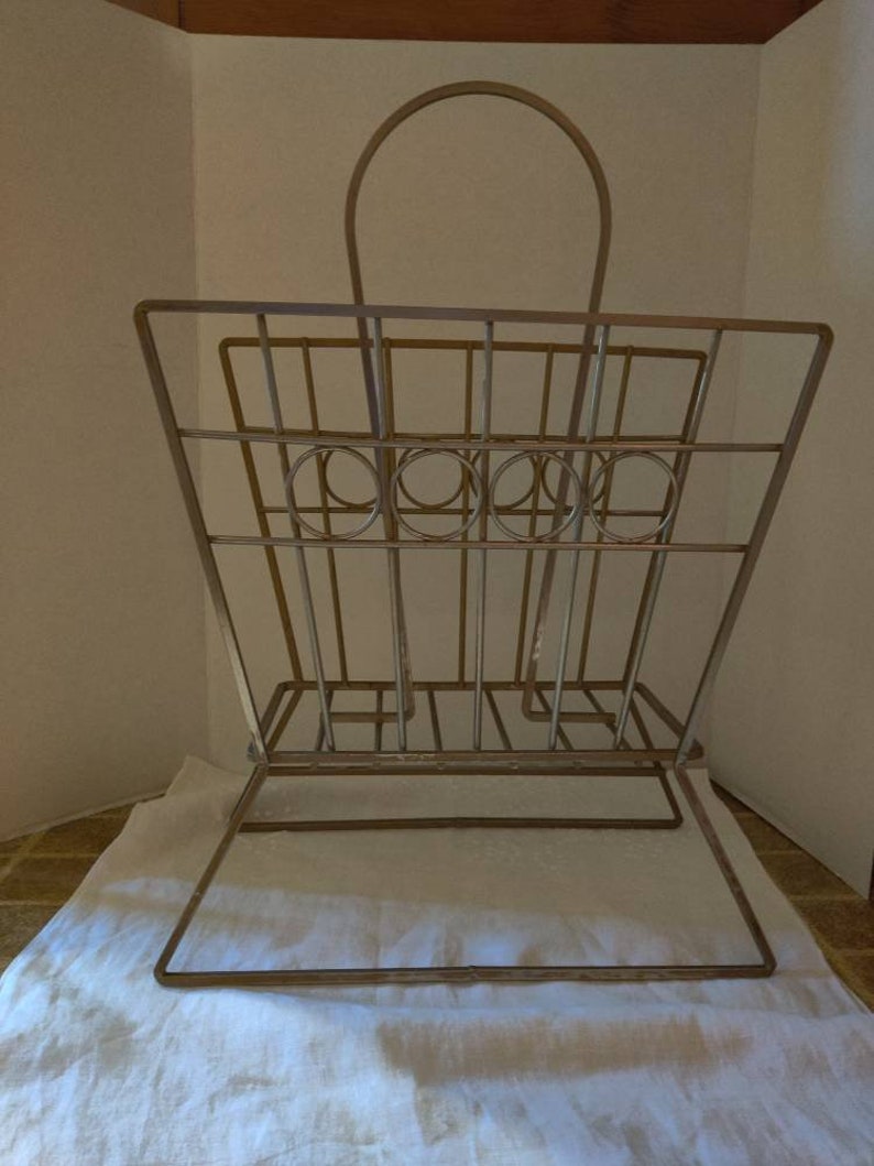Mid Century Steel Magazine Rack Vintage Welded Atomic - Etsy