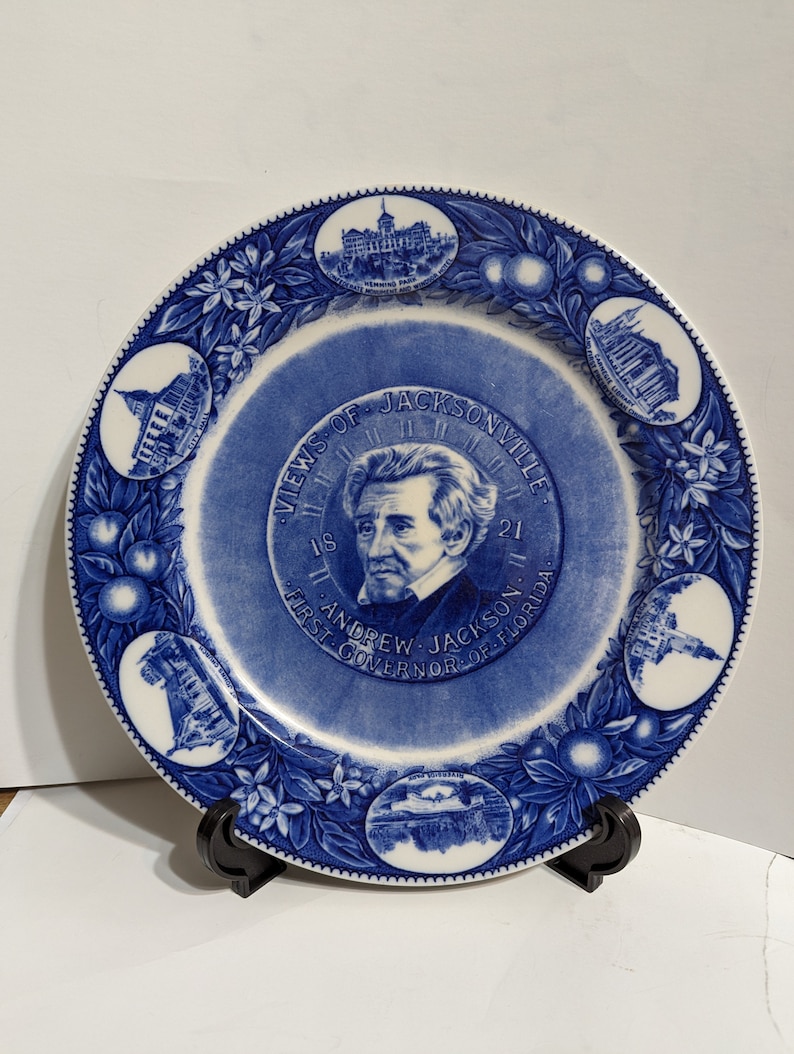 Andrew Jackson Plate, Greenleaf and Crosby Plate,blue and White Plate ...