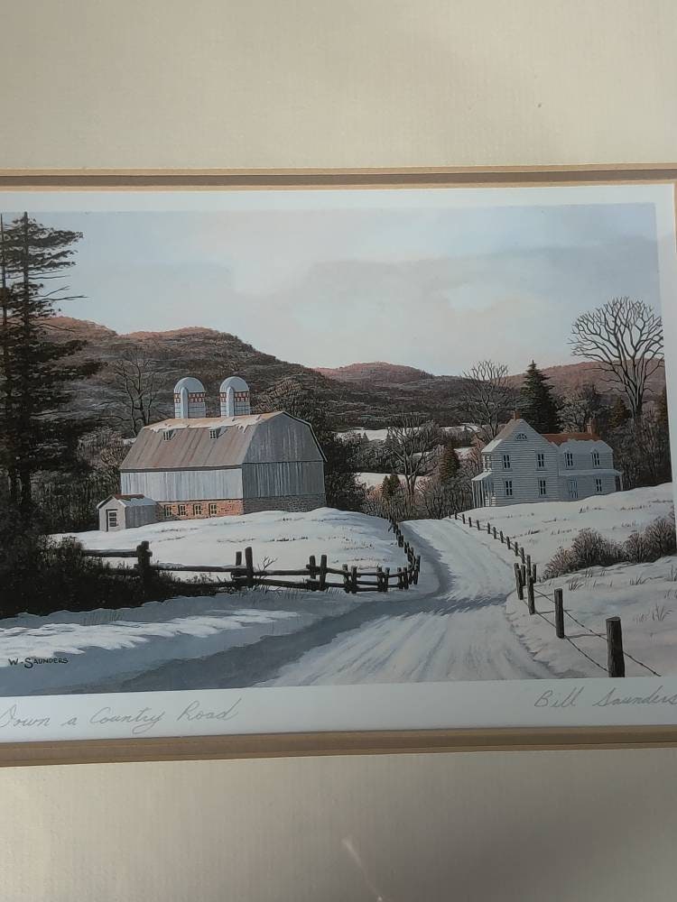 William J Saunders,signed Saunders Print,down A Country Road Print ...