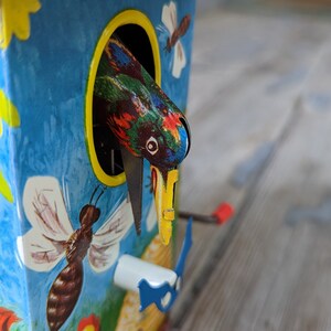 Vintage LBZ Bank,tin Birdhouse Bank,1950 German Bank,red Tin Mechanical ...