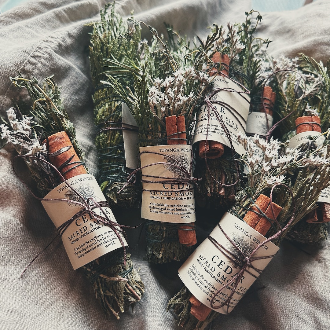 Cedar Cleansing Bundle, Rosemary Smudge Stick, Ritual Smoke Wand, House ...