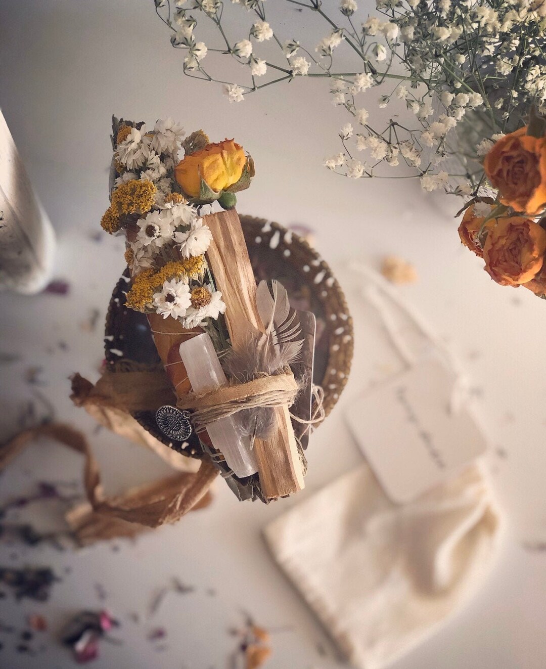 YERBA SANTA STICK Smoke Cleansing Stick With Selenite Crystal Stick and ...