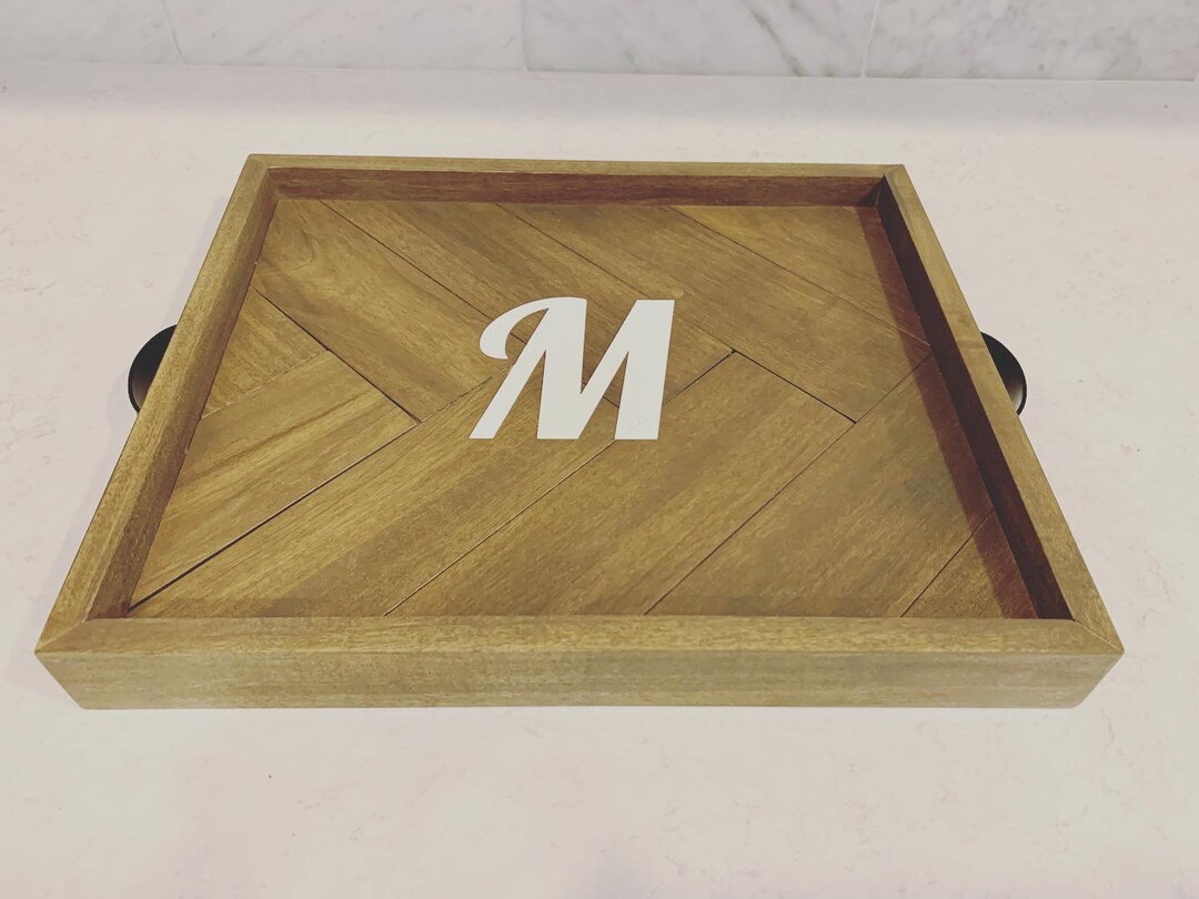 Herringbone Small Size Serving Tray With Handles/ Herringbone Drink ...