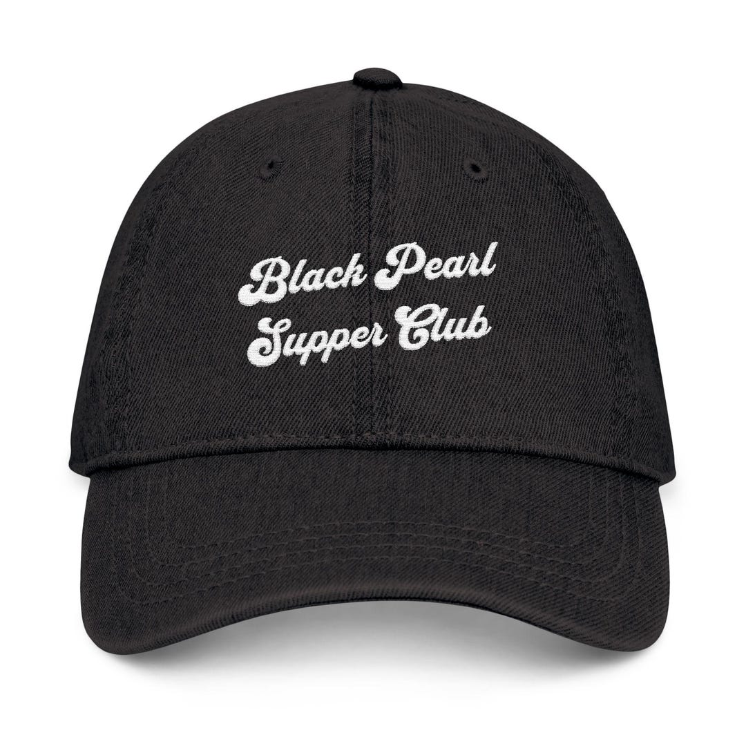 Black Pearl Supper Club Embroidered Hat | Denim Baseball Cap - Etsy