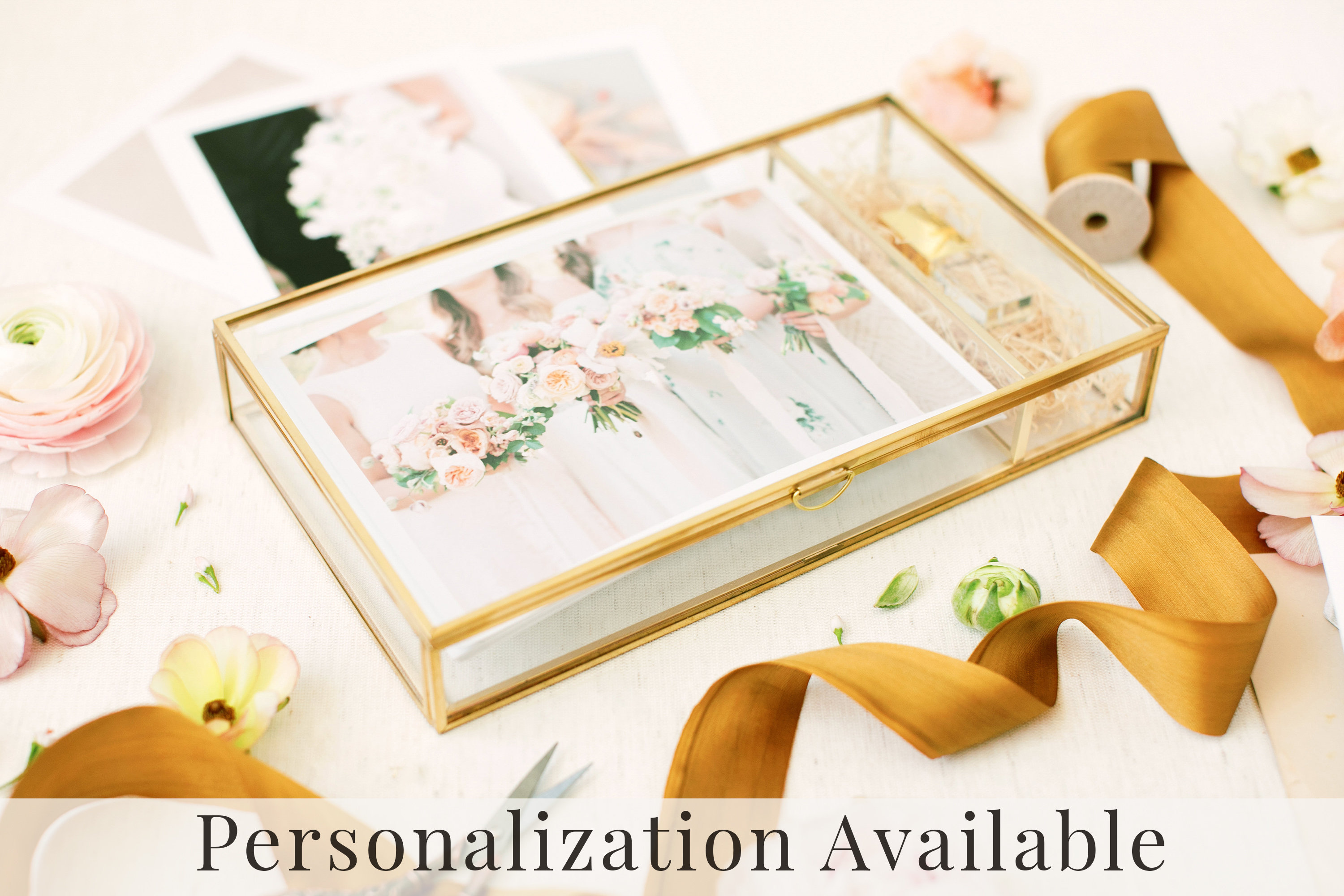 GOLD Glass Box 5x7 Photo Box With USB Slot Proof Print - Etsy