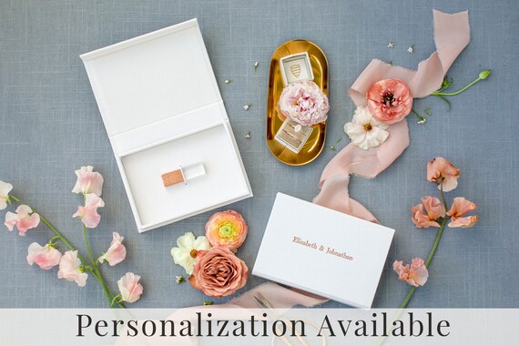 WHITE Linen Box USB Box Flash Drive Packaging - Etsy