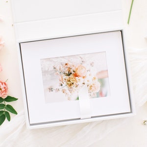 WHITE Linen Box | 8x10 Photo Box | Off-white Ribbon | Proof Print ...