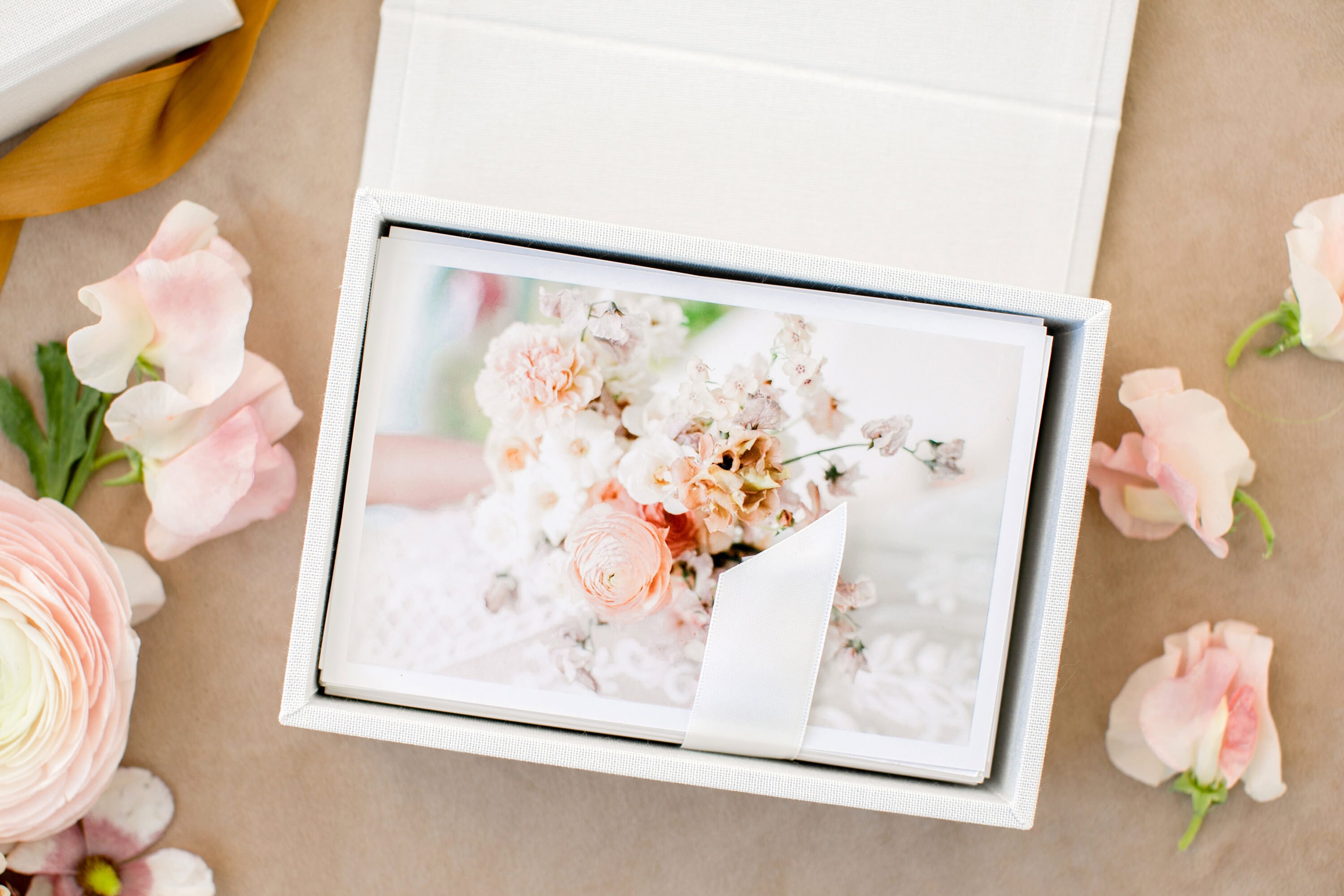 WHITE Linen Box | 4x6 Photo Box | Off-white Ribbon | Proof Print ...