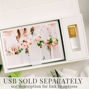WHITE Linen Box | 4x6 Photo and USB Box | Off-white Ribbon | Proof ...