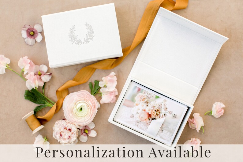 WHITE Linen Box 4x6 Photo Box Off-White Ribbon Proof | Etsy