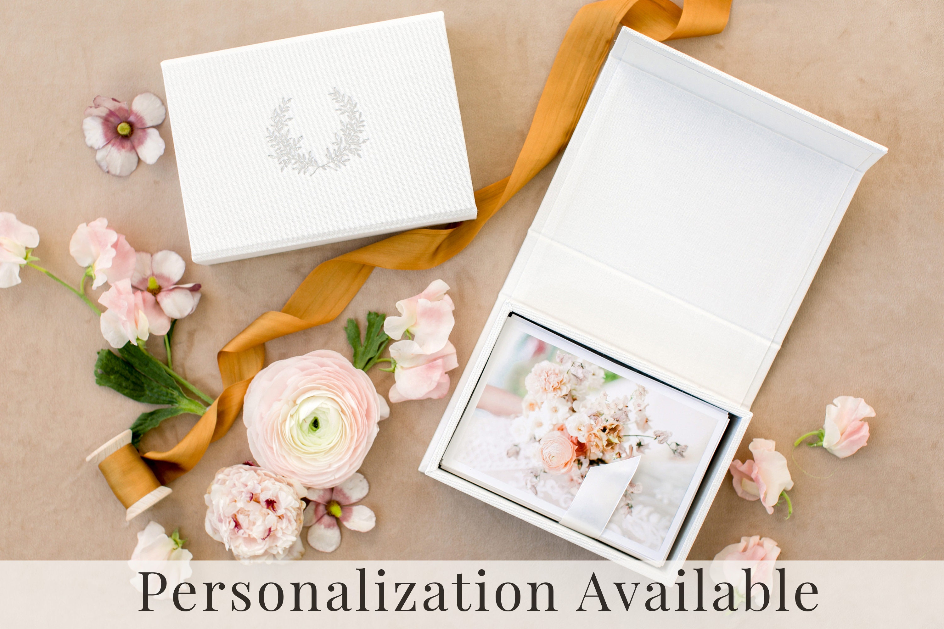 WHITE Linen Box | 4x6 Photo Box | Off-white Ribbon | Proof Print ...