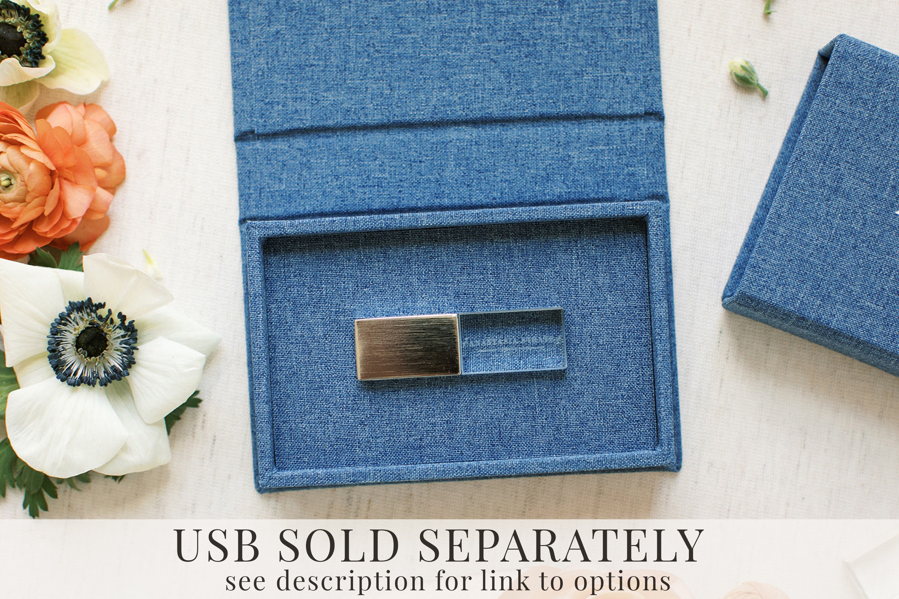 FRENCH BLUE Linen Box USB Box Sized for Crystal With Metal | Etsy