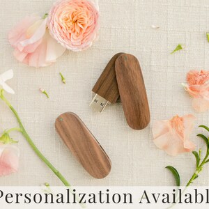 WALNUT Wood USB 3.0 High Speed | Round Cut With Swivel | Wedding Flash ...