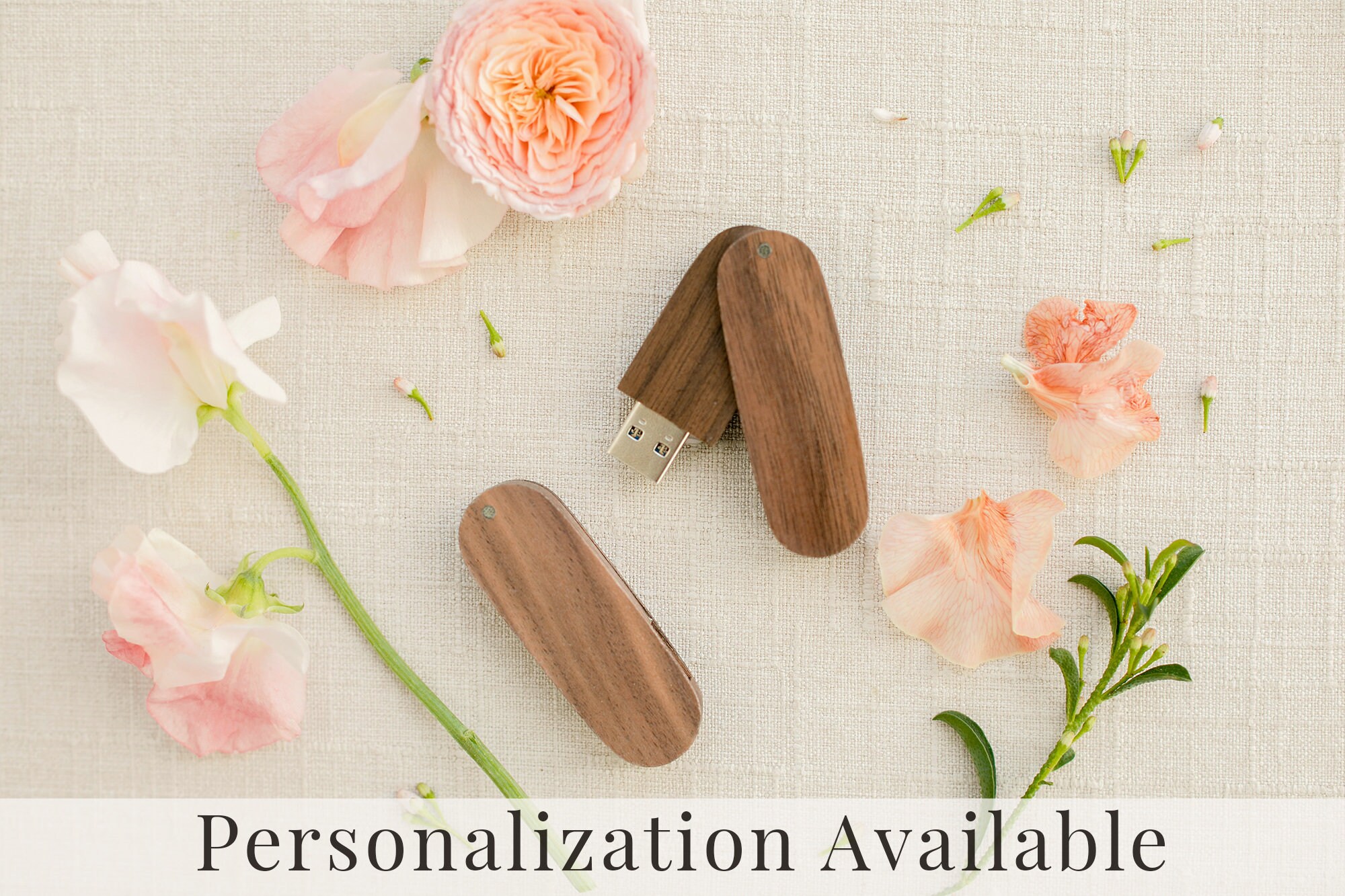 WALNUT Wood USB 3.0 High Speed | Round Cut With Swivel | Wedding Flash ...