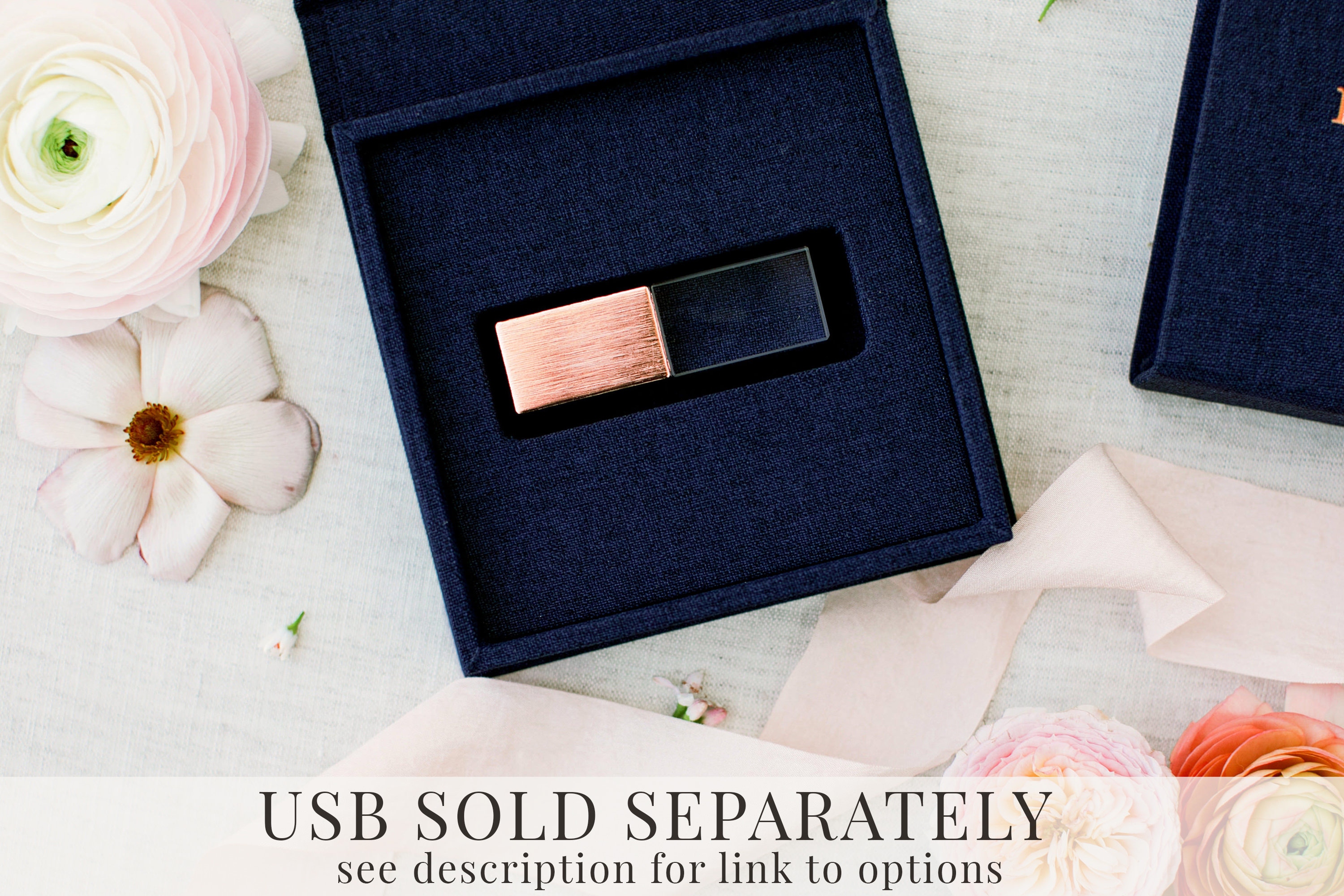 NAVY BLUE Linen Box USB Box Flash Drive Packaging - Etsy
