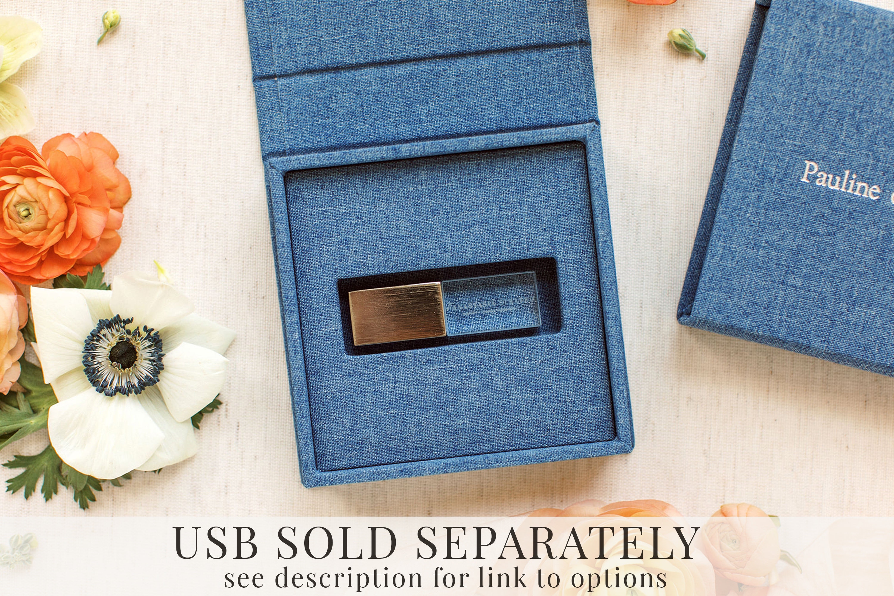 FRENCH BLUE Linen Box USB Box Flash Drive Packaging | Etsy