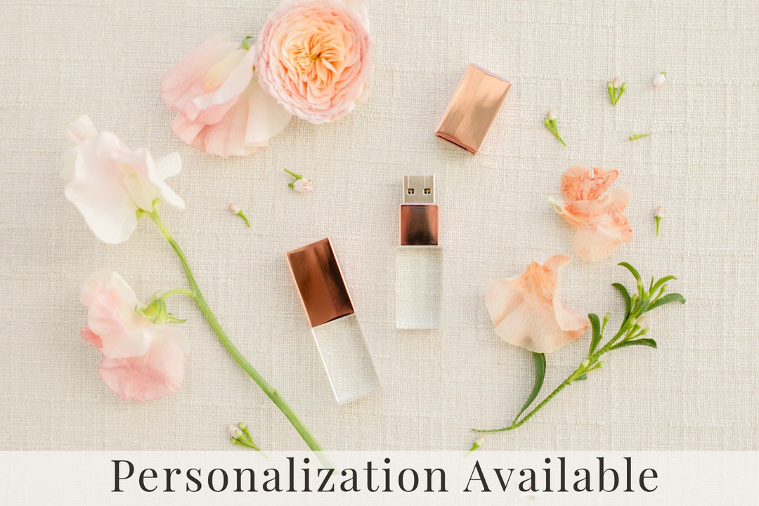 ROSE GOLD / Copper and Crystal USB 3.0 High Speed | Wedding Flash Drive ...