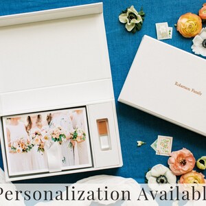 WHITE Linen Box | 5x7 Photo and USB Box | Off-white Ribbon | Proof ...