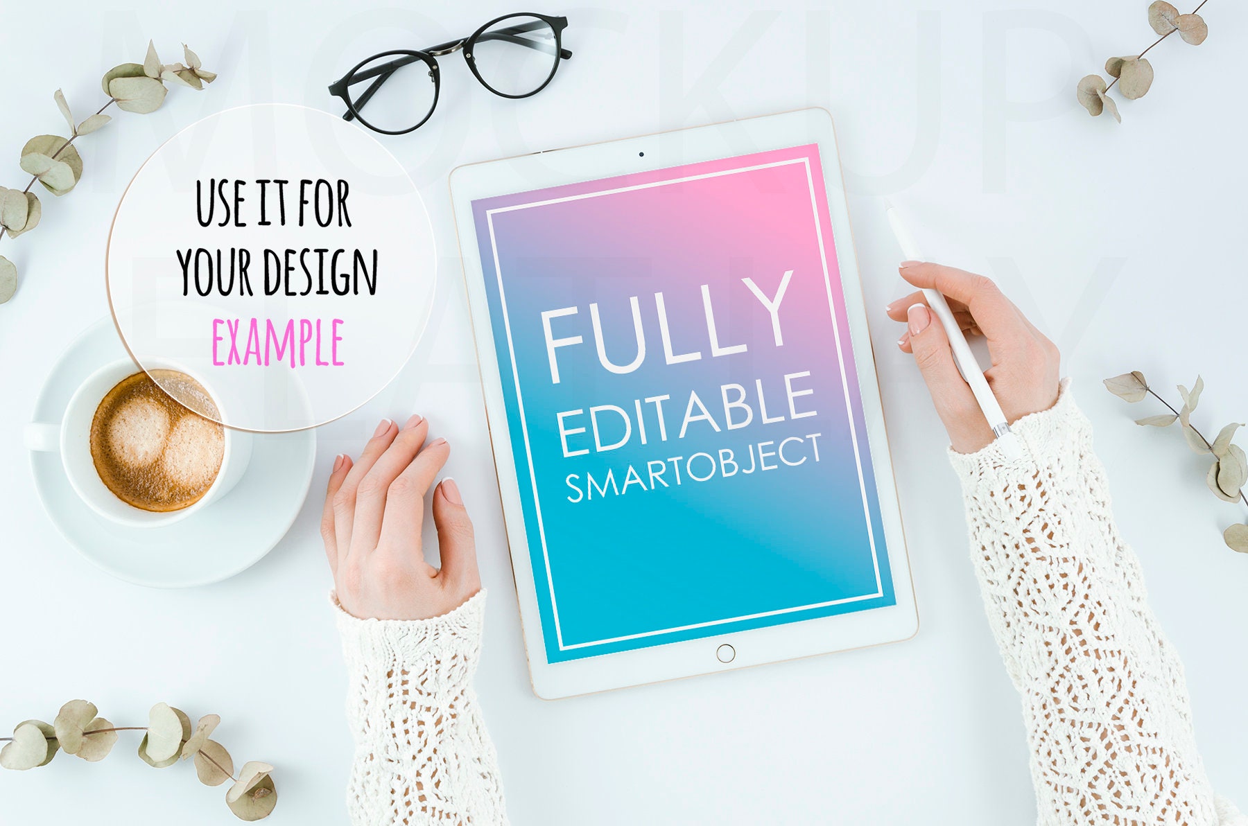 Ipad Pro Mockup Top View White Desktop Woman Hold Tablet's | Etsy